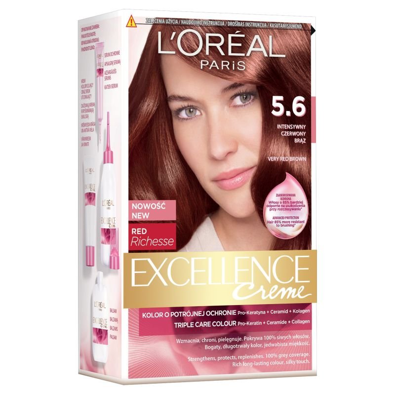 L'oreal Paris, Excellence Creme, farba do włosów, 5.6 Intensywny ... L'oreal Paris, Excellence Creme, farba do włosów, 5.6 Intensywny ...