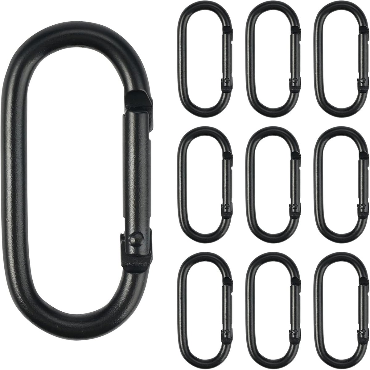 10 małych karabinków 2 x 5 cm, czarne, aluminiowe, sprężynowe karabinki ...