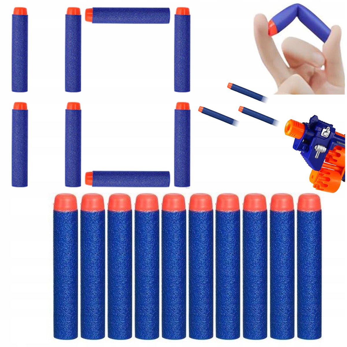 10 SZTUK STRZAŁEK DO WYRZUTNI NERF N-STRIKE NABÓJ NABOJE AMUNICJA ...