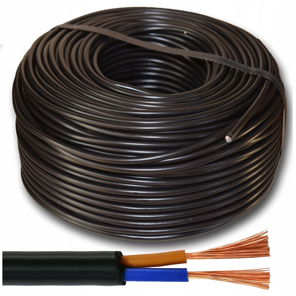 100M PRZEWÓD OKRĄGŁY CZARNY GIĘTKI LINKA prądowy kabel OMY 2 x 0,75mm2 - leaderLED | Sklep EMPIK.COM