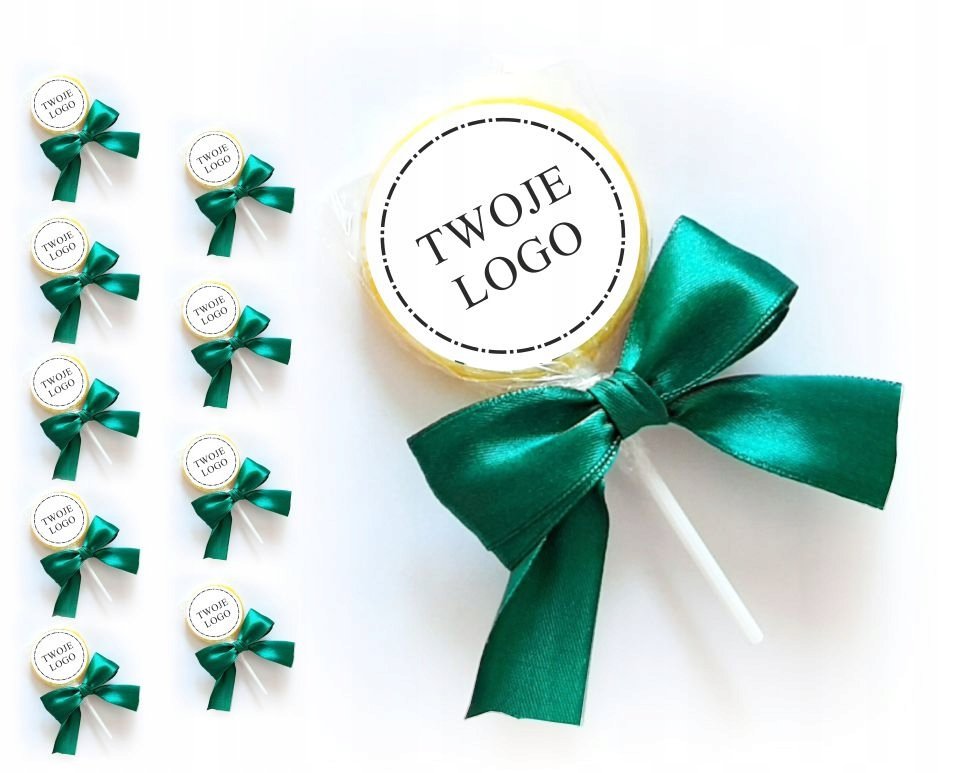 10Szt Lizaki Reklamowe, Lizaki Z Logo, Z Kokardką /Naklejkiozdobne.Pl ...