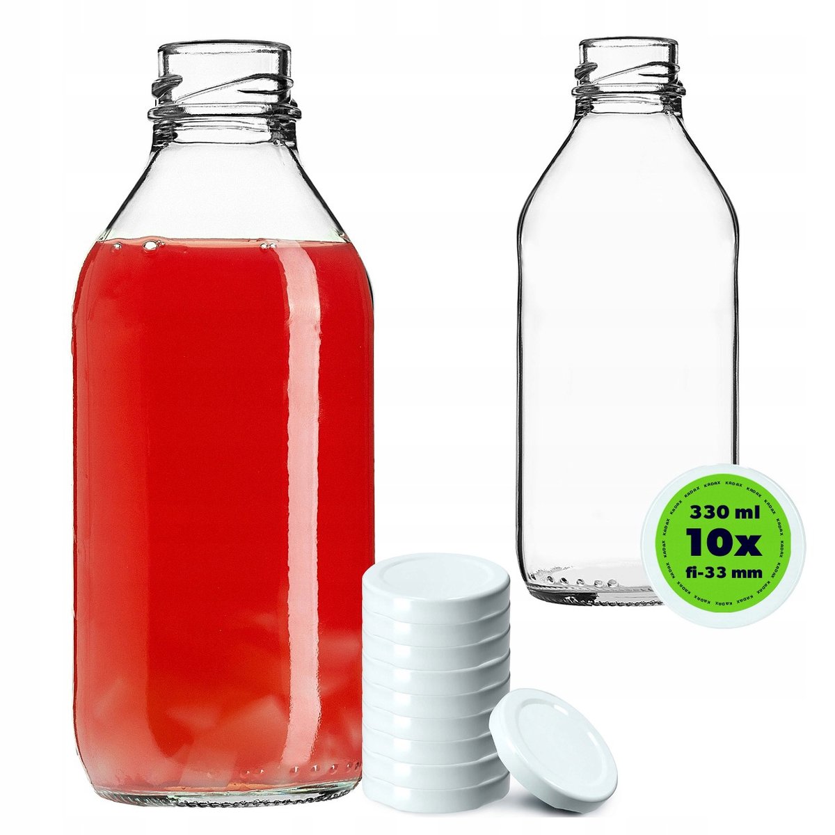 10x BUTELKA SZKLANA SOCZEK 330ml Z ZAKRĘTKĄ NA SOK BUTELKI NA SOKI ...