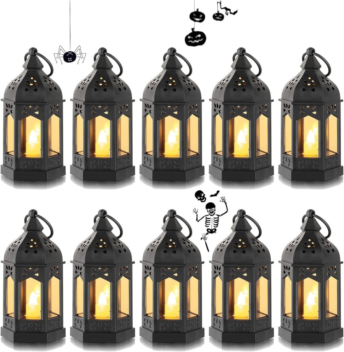 10x Lampion dekoracyjny Vintage Mini latarnie tealight CZARNE ...