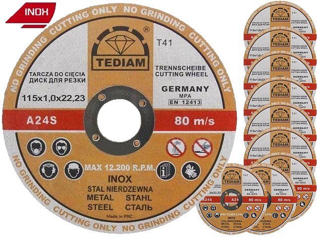 10x Tediam Inox 115x1,0 Tarcza do cięcia metalu - TEDIAM | Sklep EMPIK.COM
