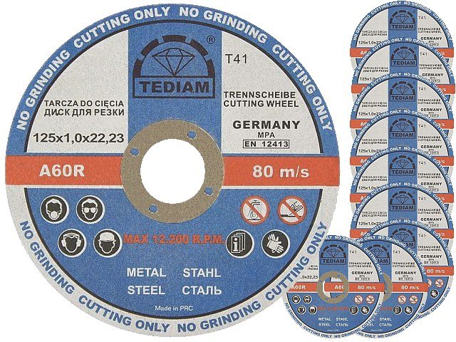 10x Tediam Metal 125x1,0 Tarcza do cięcia metalu - TEDIAM | Sklep EMPIK.COM
