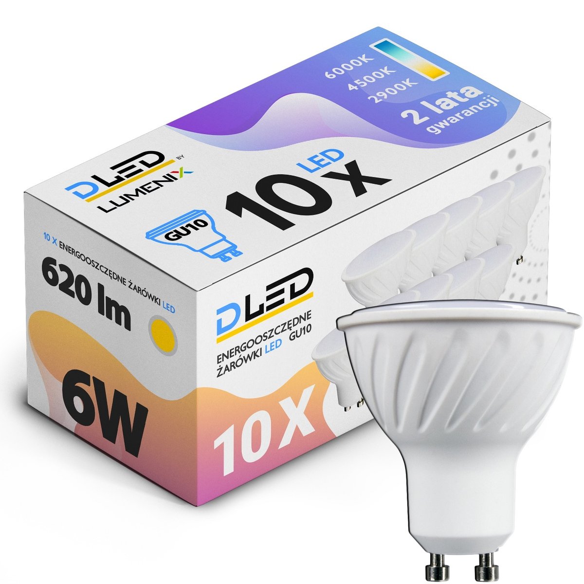10x Żarówka LED GU10 660lm 6W CCD CIEPŁA - DLed | Sklep EMPIK.COM