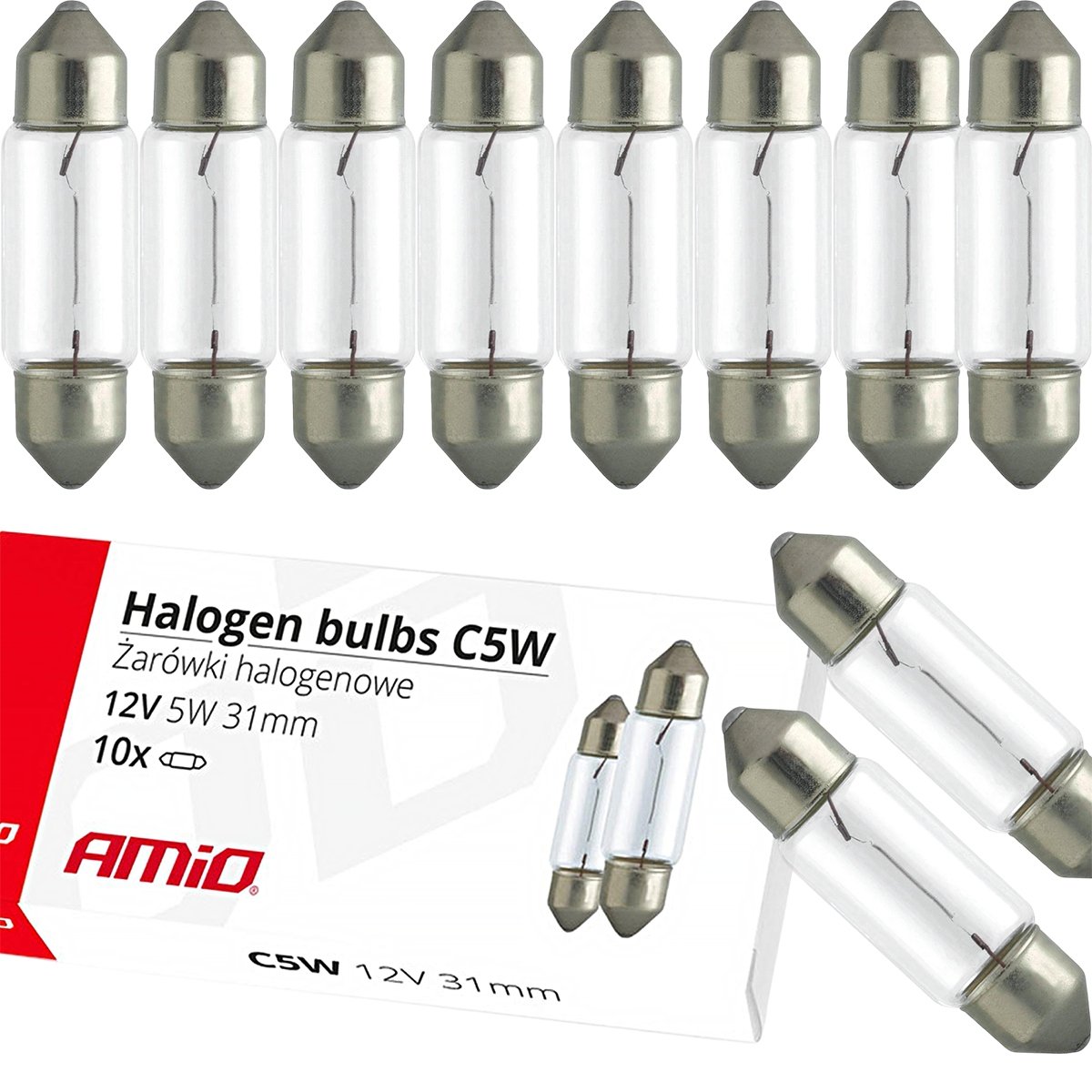 10X ŻARÓWKI C5W RURKI 31MM 12V ŻARÓWKA RURKA C10W RURKOWE DO AUTA HOMOLOGAC - Inna marka ...