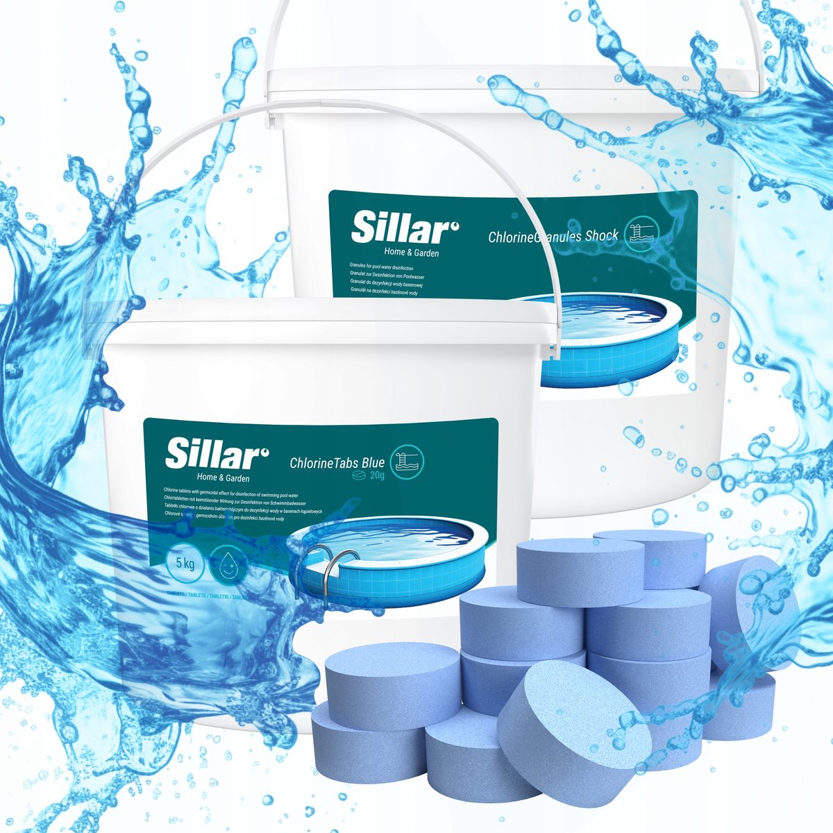 11w1 Chlor tabletki do basenu multifunkcyjne 5kg 20g + chlor szok 5kg ...