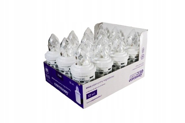 12 x Świeca LED Wkład elektryczny do znicza Znicz Ceremony ZE10 15cm ...