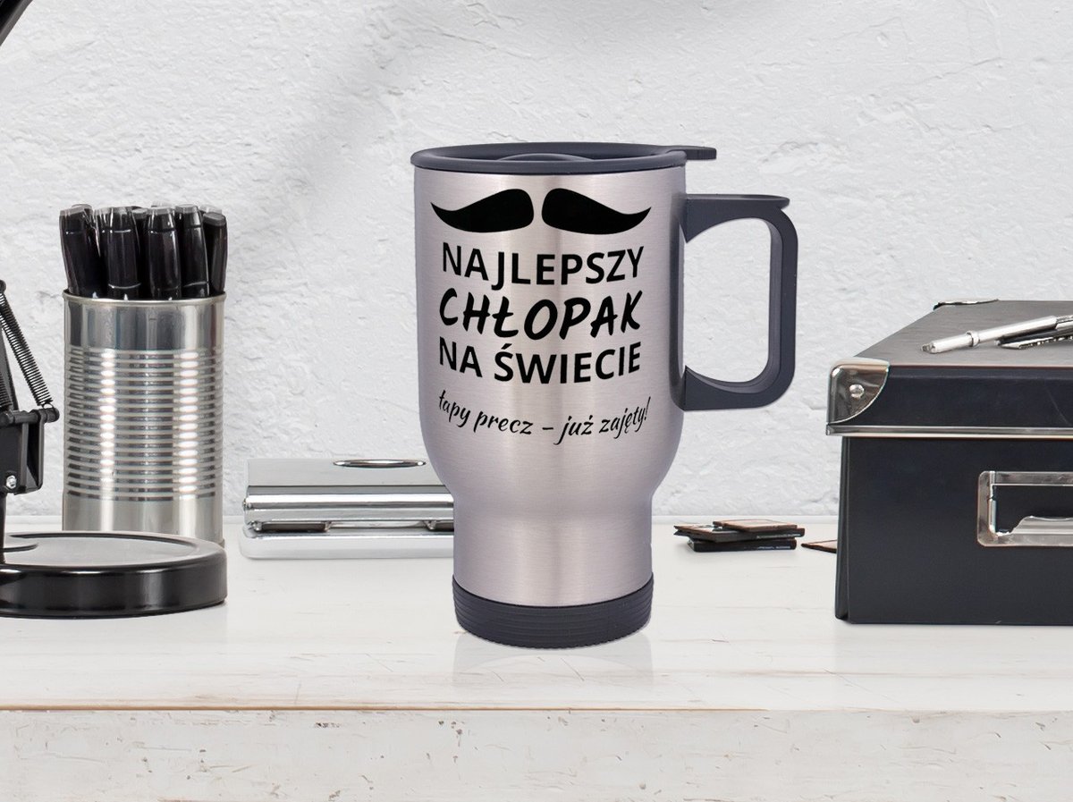 Kubek termiczny 321PREZENT Najlepszy Chłopak Na Świecie, srebrny, 450 ml - 321Prezent | Sklep ...