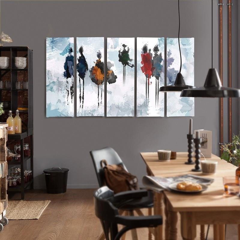 Obraz tryptyk pięcioczęściowy FEEBY, Abstrakcja kobiety spacer 100x70 - Caro | Sklep EMPIK.COM