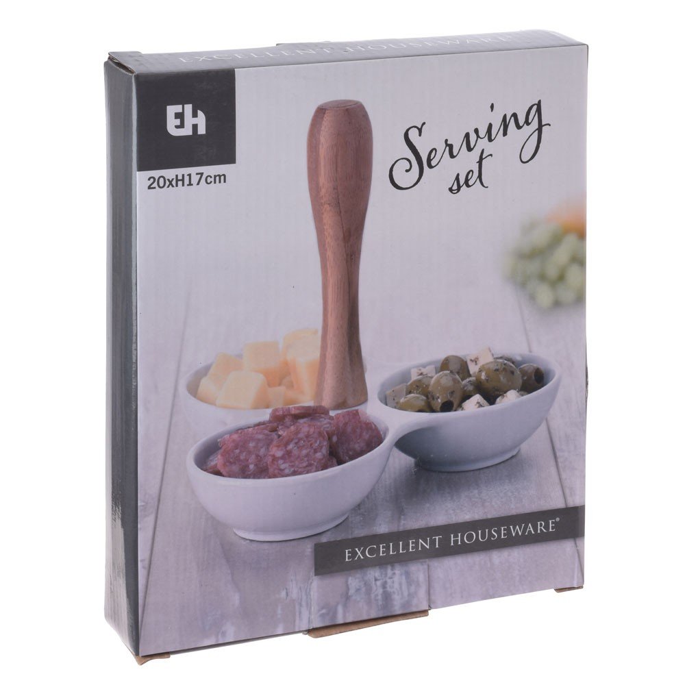 Zestaw miseczek do serwowania przekąsek EH EXCELLENT HOUSEWARE, biało ...
