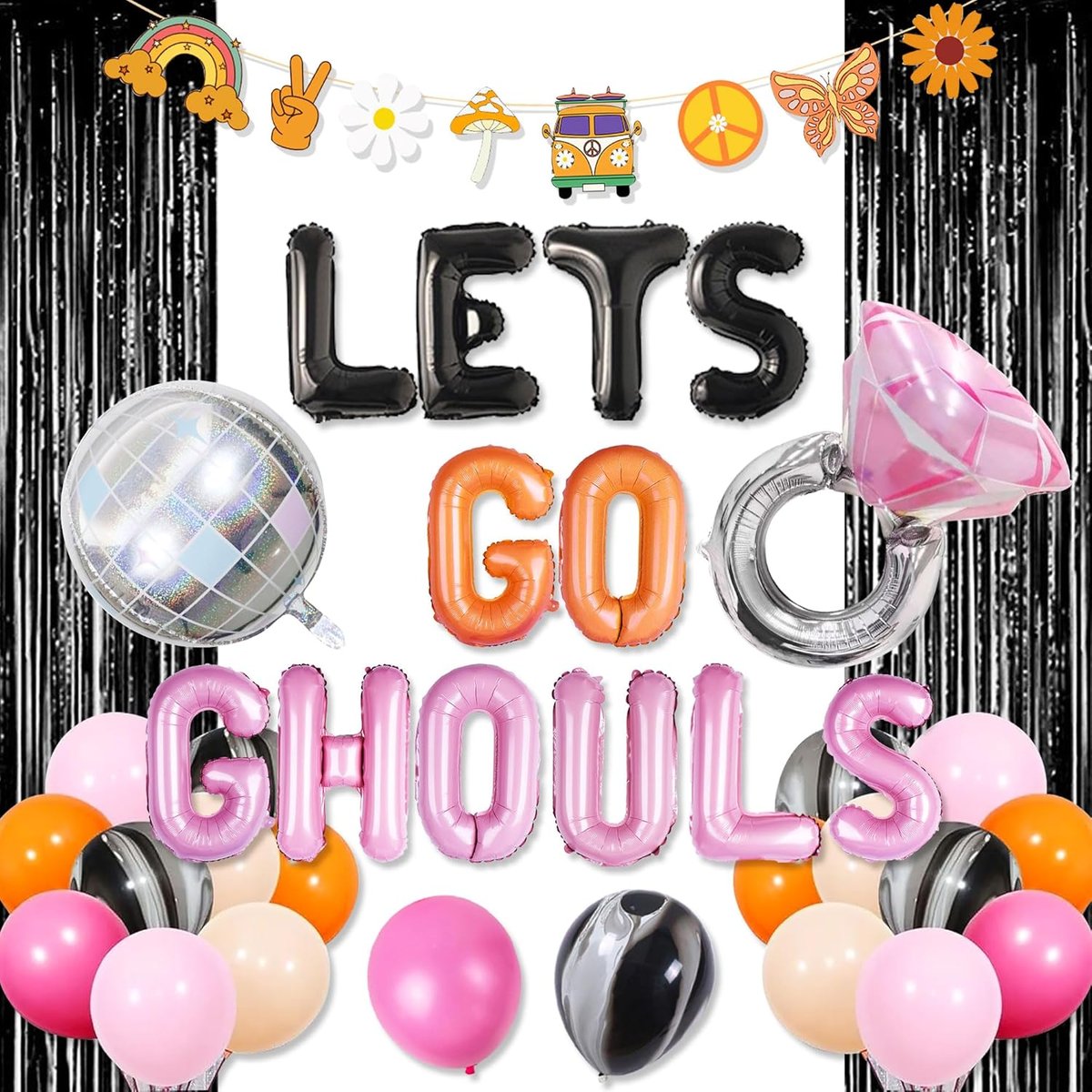 16 szt. Dekoracji imprezowych Let's Go Ghouls, balonów Boos Before I ...