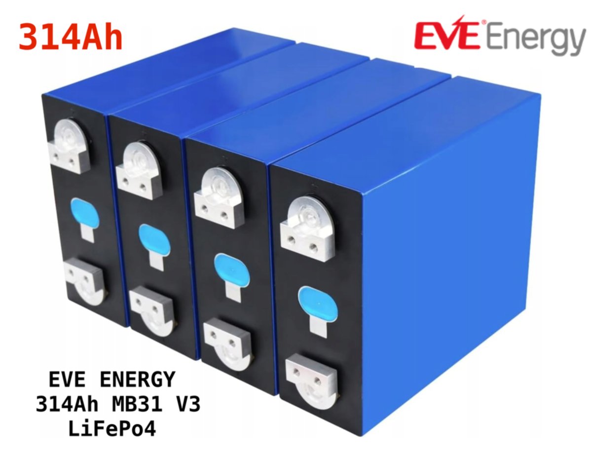 16 szt. ogniwo bateria 314Ah EVE Energy m. MB31 V3 LiFePO4 8000 cykli ...