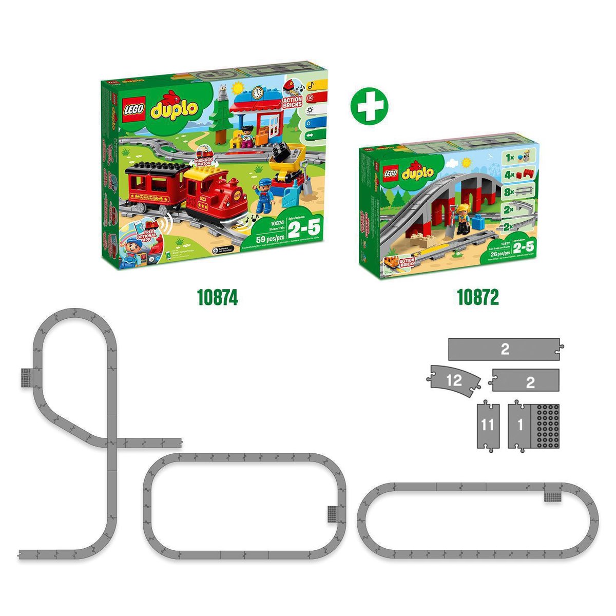 LEGO DUPLO, klocki Tory kolejowe i wiadukt, 10872 - LEGO | Sklep EMPIK.COM