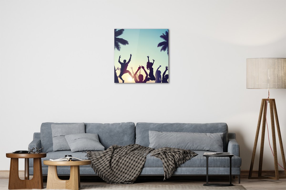 ArtprintCave, Palmy ludzie impreza obraz szklany na ścianę, 60x60 cm ...