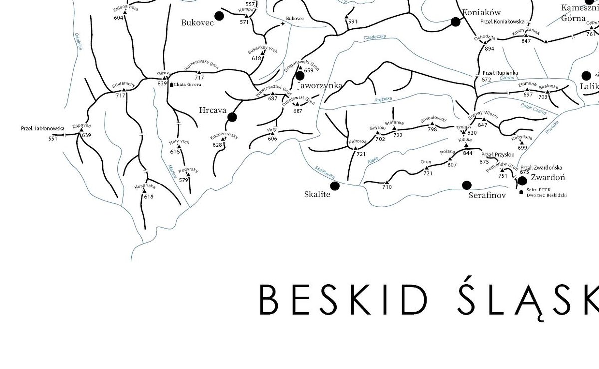Plakat mapa Beskidu Śląskiego - 42x60 cm - Mappy Maps | Sklep EMPIK.COM