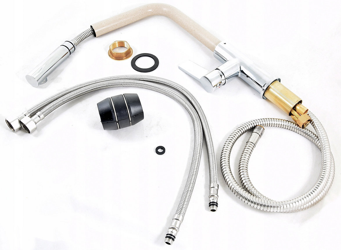 Kran Kuchenny Wyciągany Do Zlewu Beżowy Linea - Granitan | Sklep EMPIK.COM