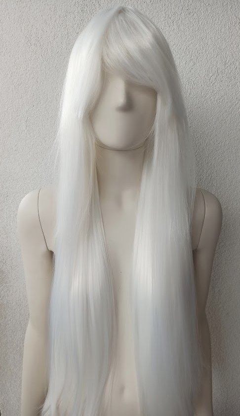 Peruka Biała Długa Z Grzywką Cosplay Termoodporna - Wonderlandia ...