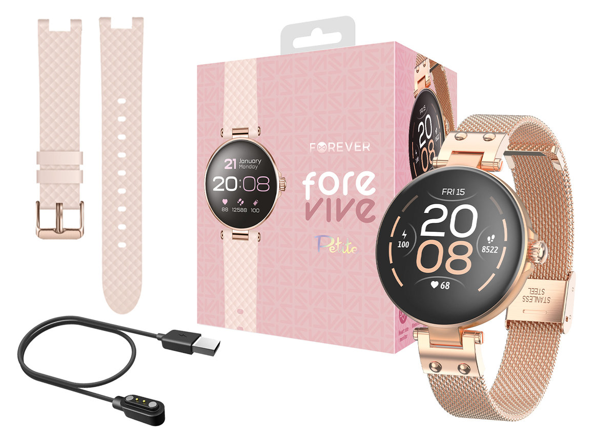 Forever Smartwatch ForeVive Petite SB-305 różowe złoto - Forever ...