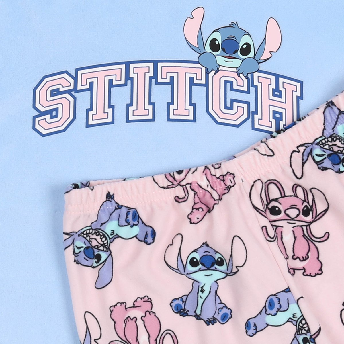 Disney Stitch Piżama Dziewczęca Z Długimi Rękawami Różowa Niebieska ...