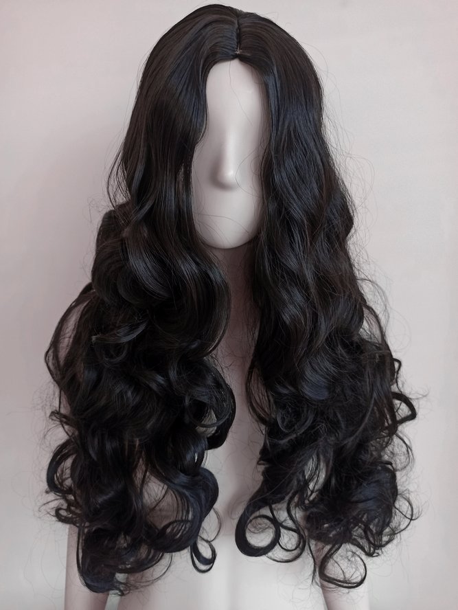 Peruka Czarna Fale Loki Gęsta Bez Grzywki Długa Hr - Wonderlandia ...