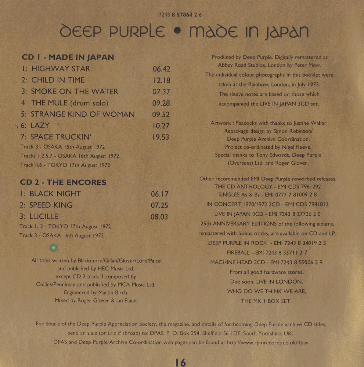 Made In Japan Remastered - Deep Purple | Muzyka Sklep EMPIK.COM