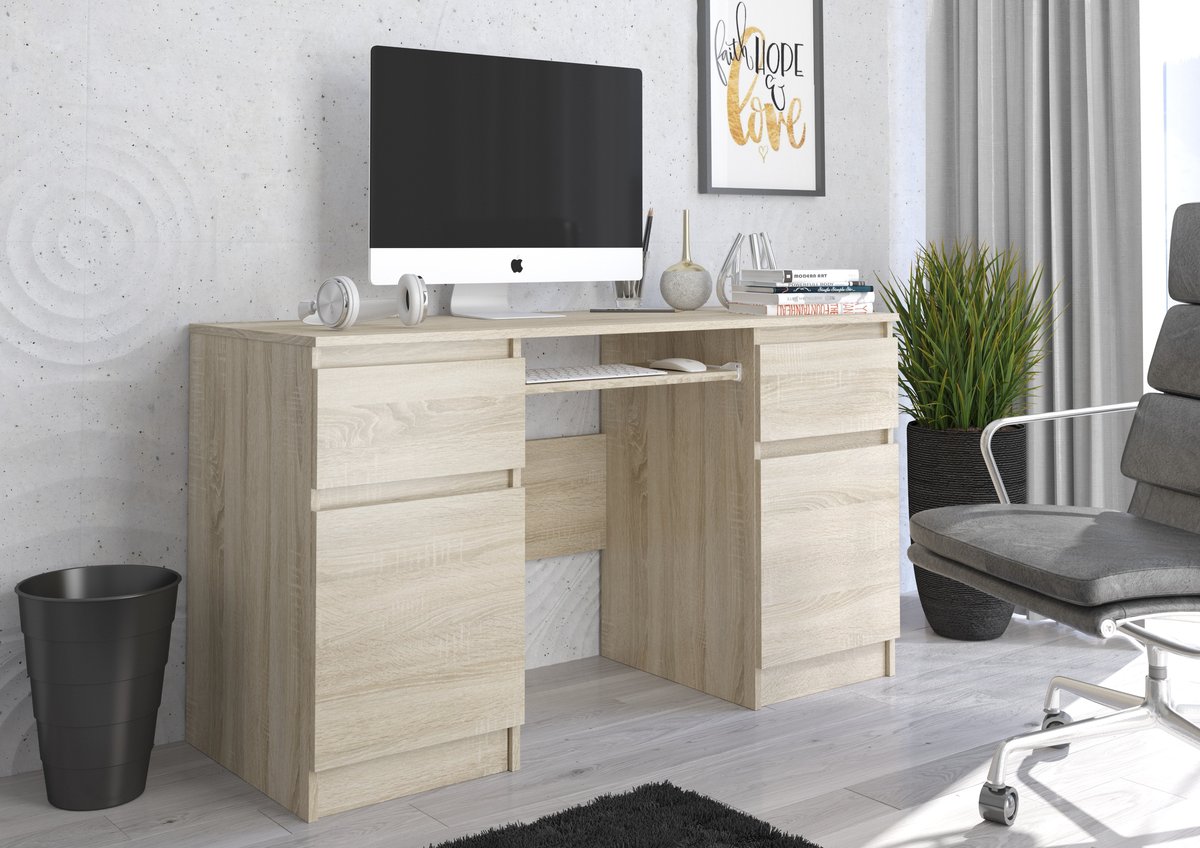 Biurko prostokątny Mobene Modern 135 x 50 x 76 cm dąb sonoma - Mobene ...