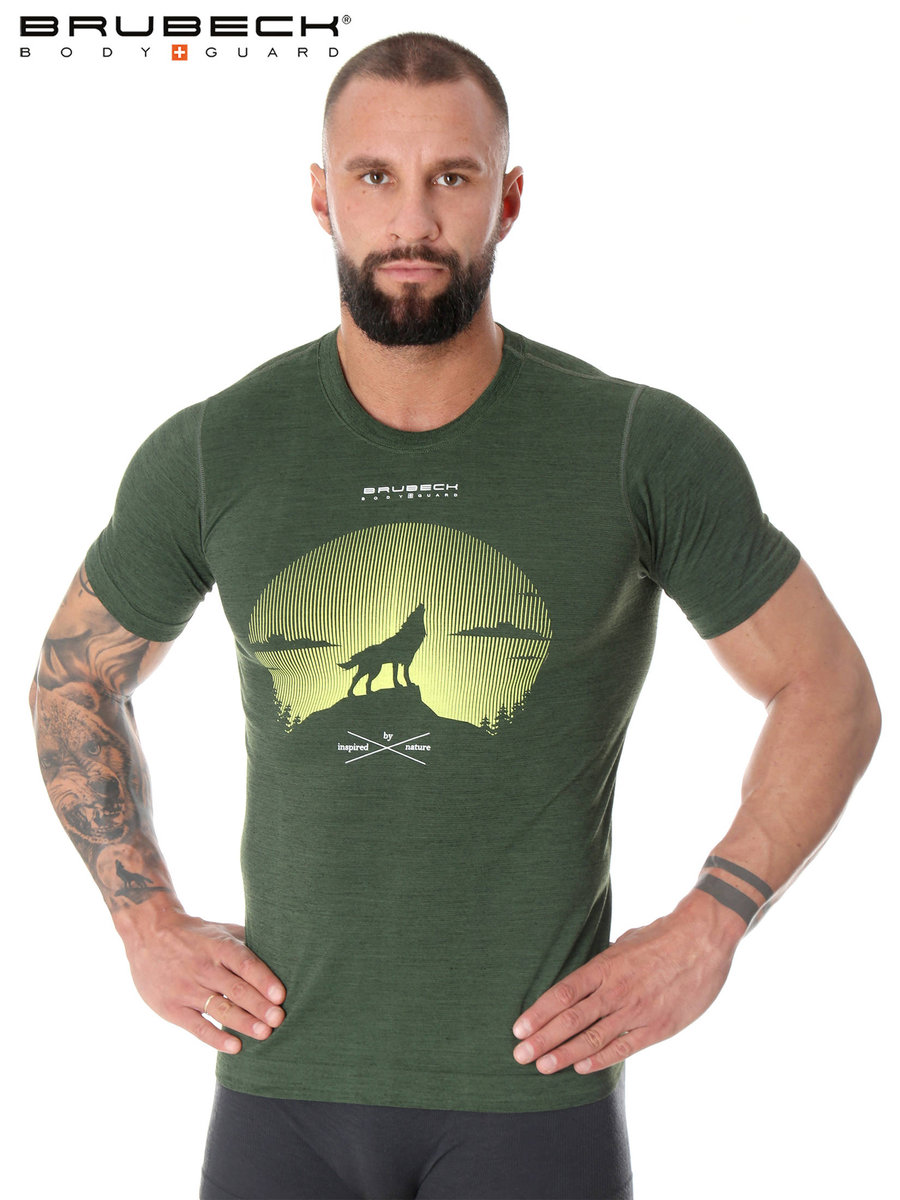 Termoaktywny T-Shirt Brubeck Outdoor Zielony Wilk - BRUBECK | Sport ...