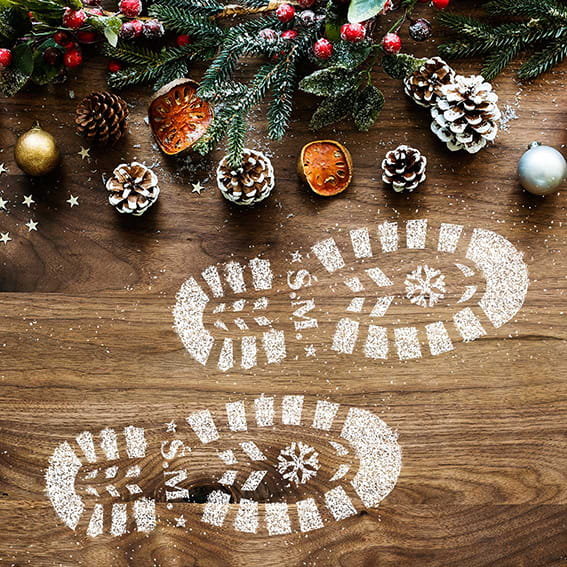 Szablon Do Tworzenia Śladów Buta Odcisk Kroków Świętego Mikołaja ...