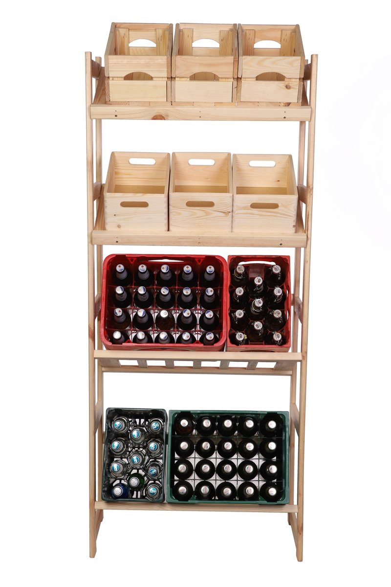 Regał Drewniany Na Skrzynki Lsr 4 Półki Na Skrzynie Naturalny, Półki Na Skrzynki 4 Szt Drewno ...