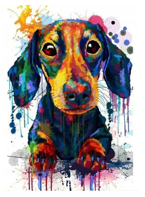 Haft diamentowy PIES KLEKS kolorowy piesek 30x40 OBRAZ duży zabawki ...