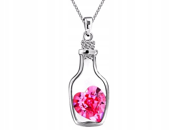 Srebrny Naszyjnik serce w butelce damski modny - Edibazzar | Moda Sklep ...
