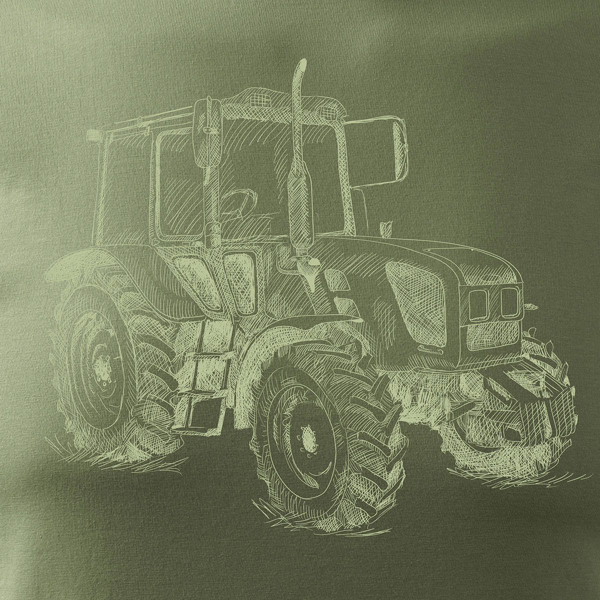 Koszulka z traktorem traktor dla rolnika John Deere Claas New Holland Fendt męska khaki REGULAR ...