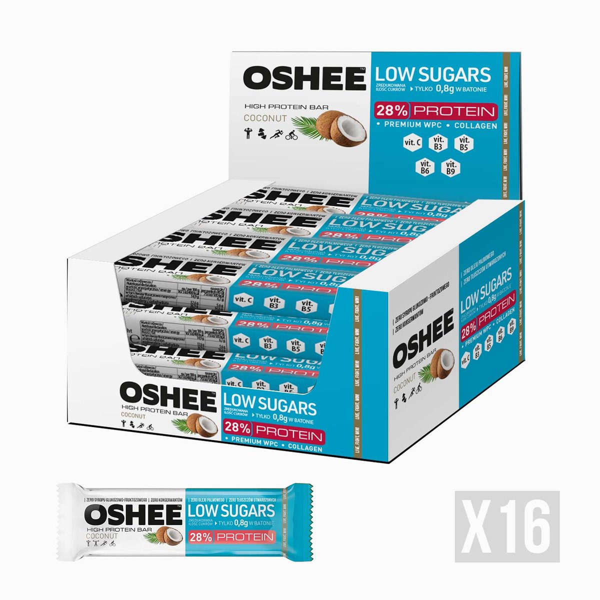 16X Oshee Baton Proteinowy Kokosowy 45G - Oshee | Sklep EMPIK.COM