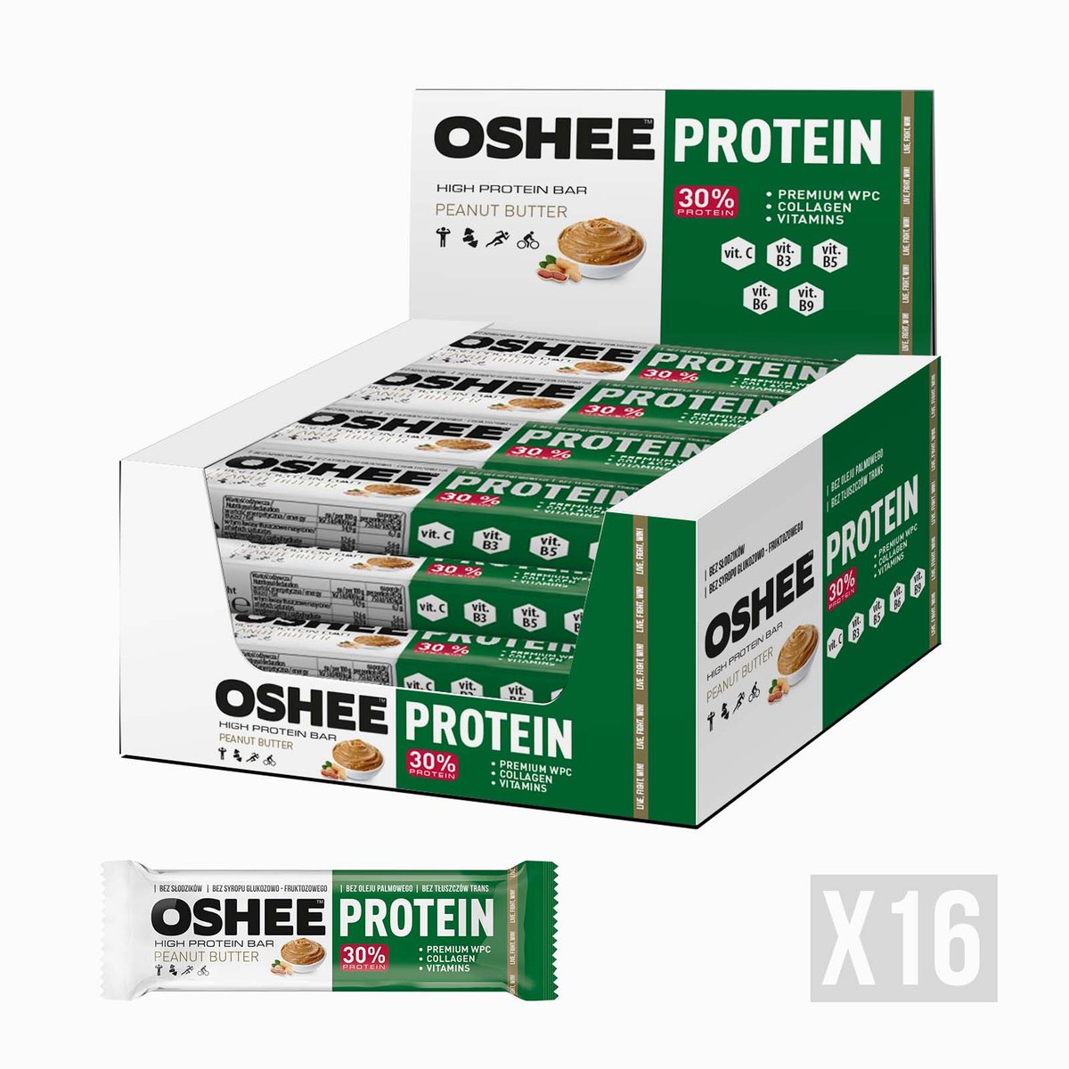 16X Oshee Baton Proteinowy Masło Orzechowe 45G - Oshee | Sklep EMPIK.COM
