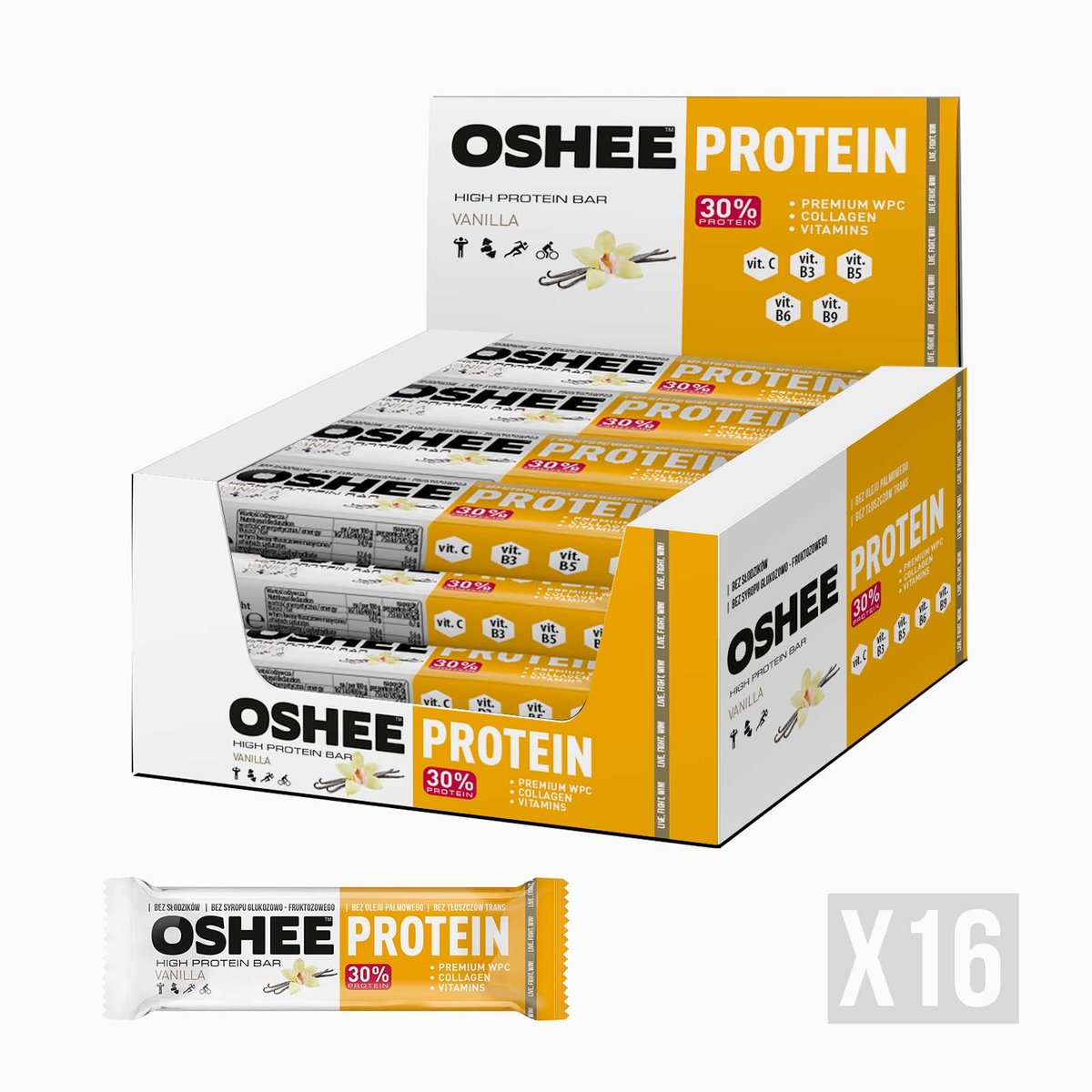 16x OSHEE Baton proteinowy waniliowy 45 g - Oshee | Sklep EMPIK.COM