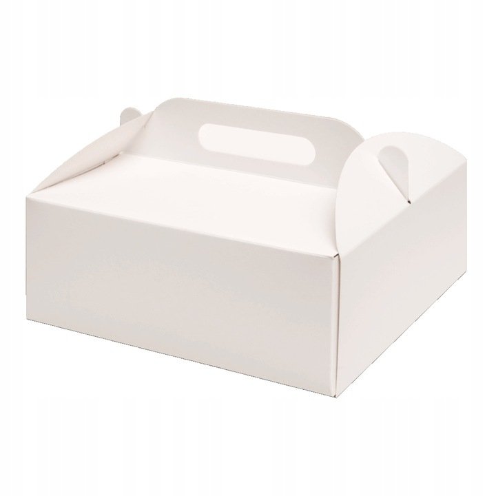1x Pudełko z rączką na tort ciasto jedzenie box Białe 30 x 30 x11 cm ...