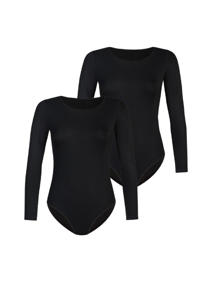 2 Pack Body damskie klasyczne Longy Czarne - Teyli | Moda Sklep EMPIK.COM