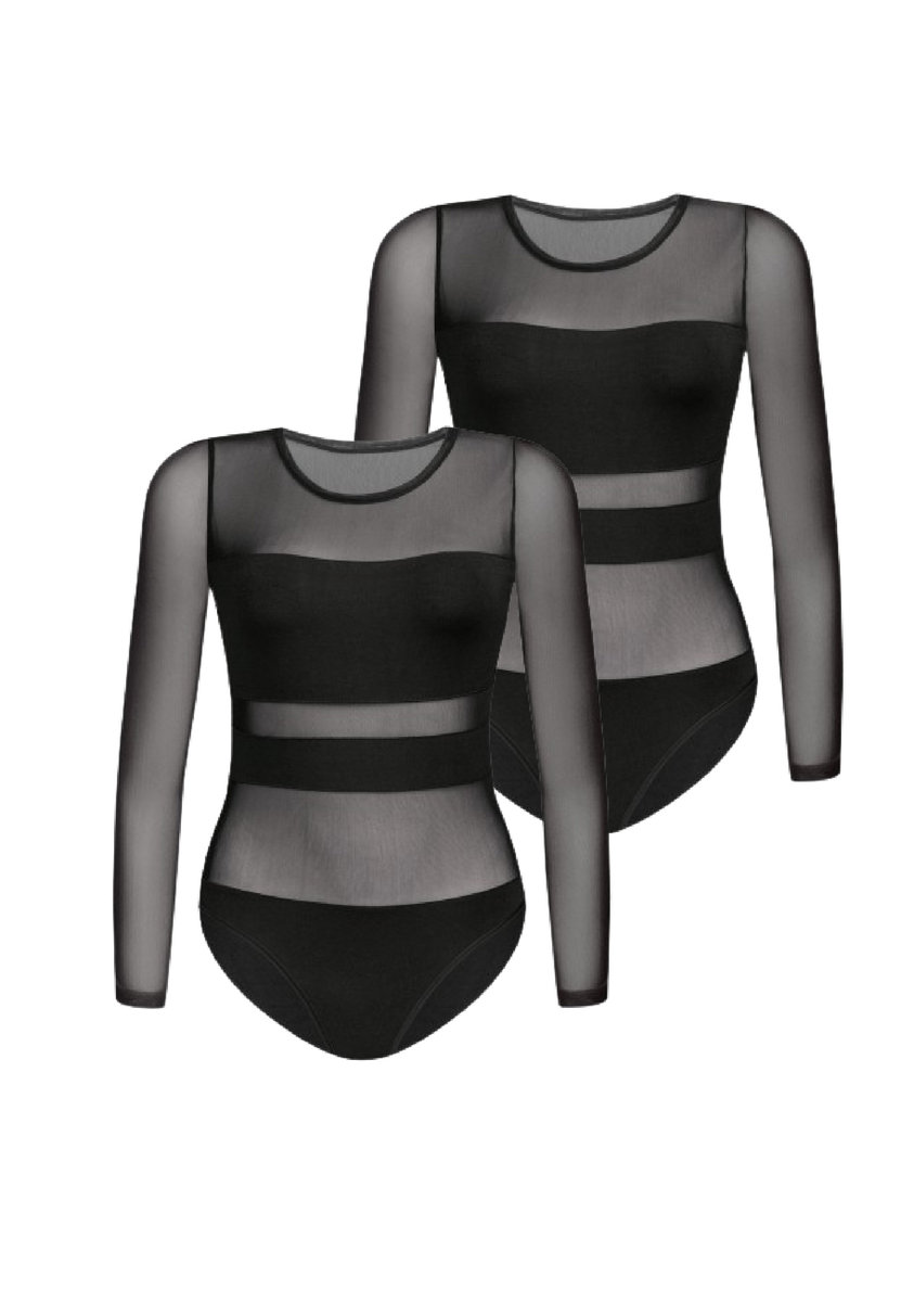 2 Pack Body damskie z siateczką Stripy Czarne - Teyli | Moda Sklep ...