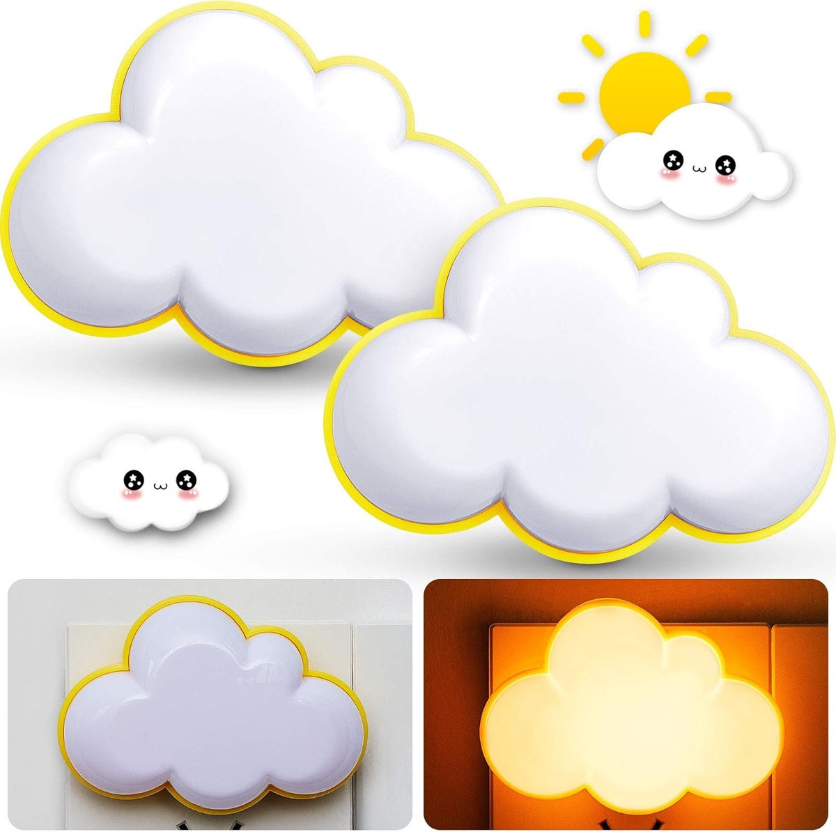 2 Pack LED Night Light Cloud Soft Light Plug into Wall Cute Baby Wall ...