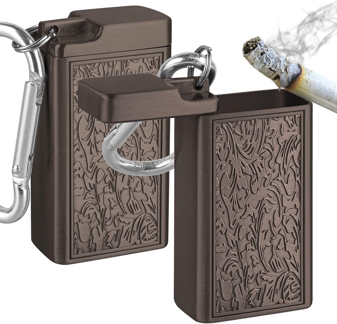 2 Pack Metal Ashtray with Lid, Small Outdoor Portable Cigarettes Cigars ...