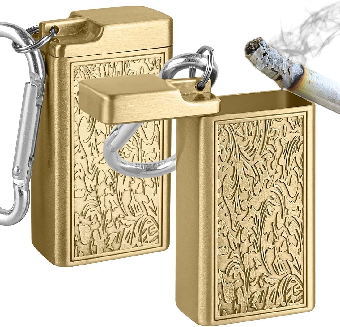 2 Pack Metal Ashtray with Lid, Small Outdoor Portable Cigarettes Cigars ...