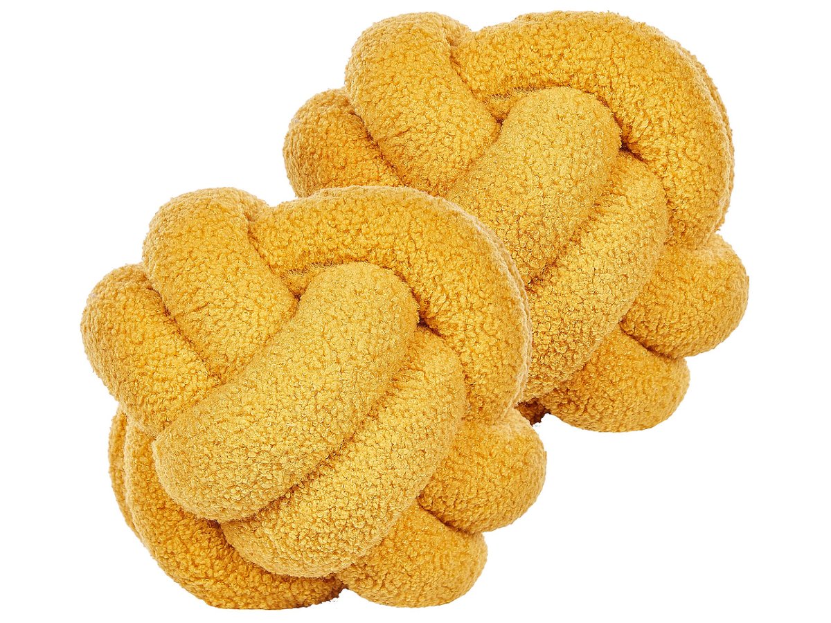2 poduszki dekoracyjne boucle supeł 19 x 19 cm żółte MALNI - Beliani ...