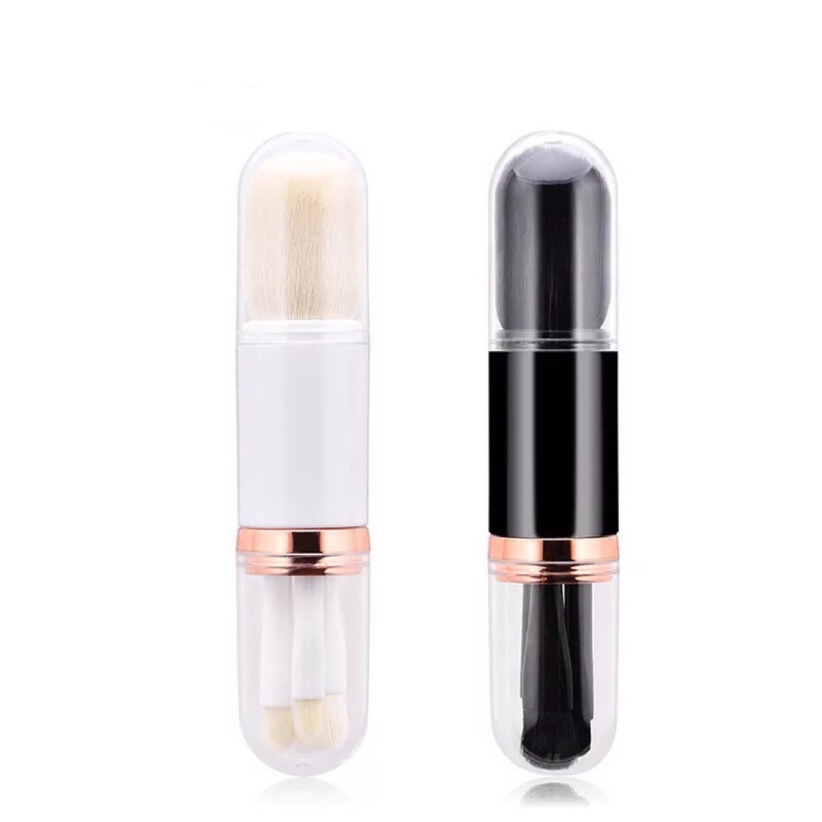 2 Sets Small Makeup Brush Set 4 in 1 Makeup Brush Portable Travel Lip ...