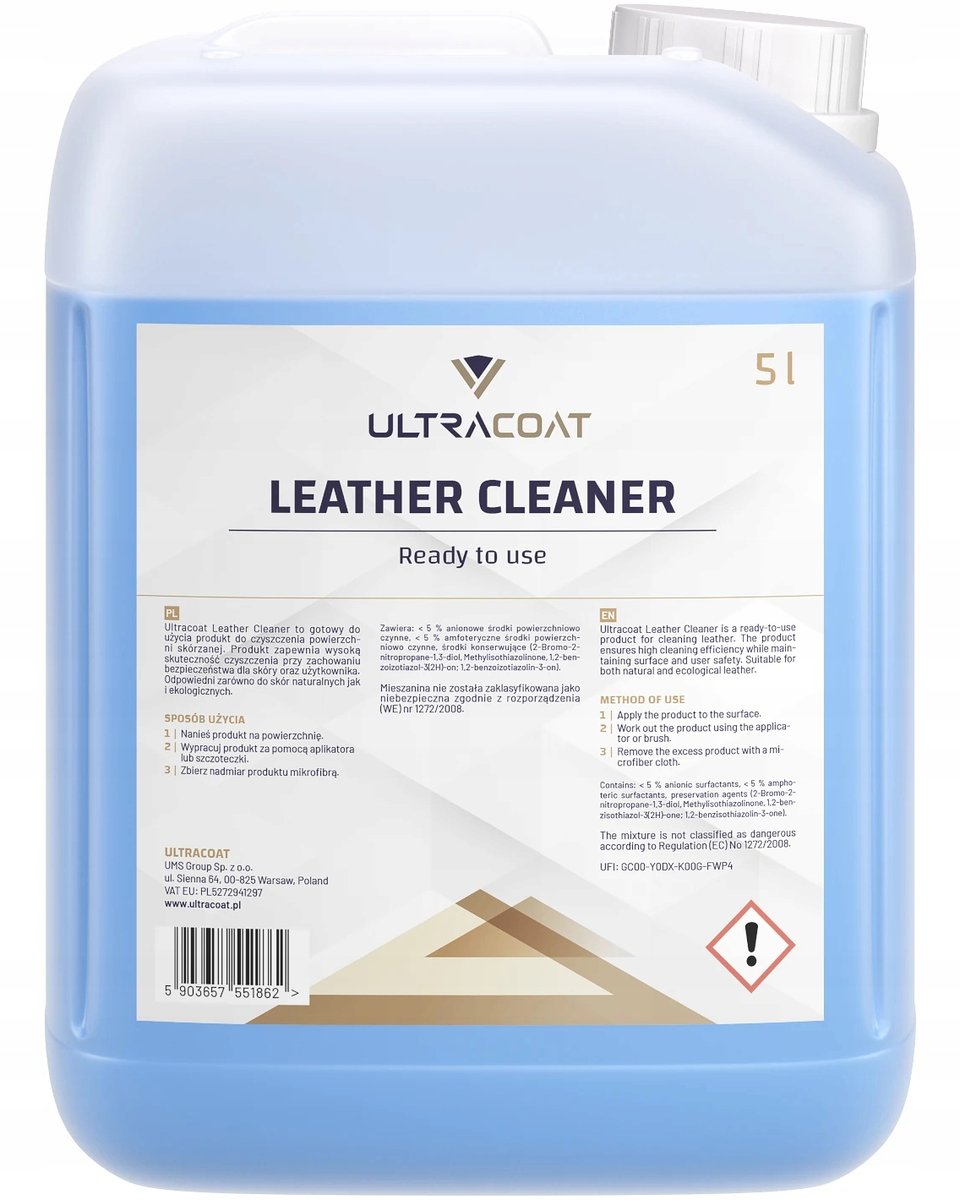 2 x ULTRACOAT LEATHER CLEANER ŚRODEK DO CZYSZCZENIA TAPICERKI SKÓRZANEJ ...