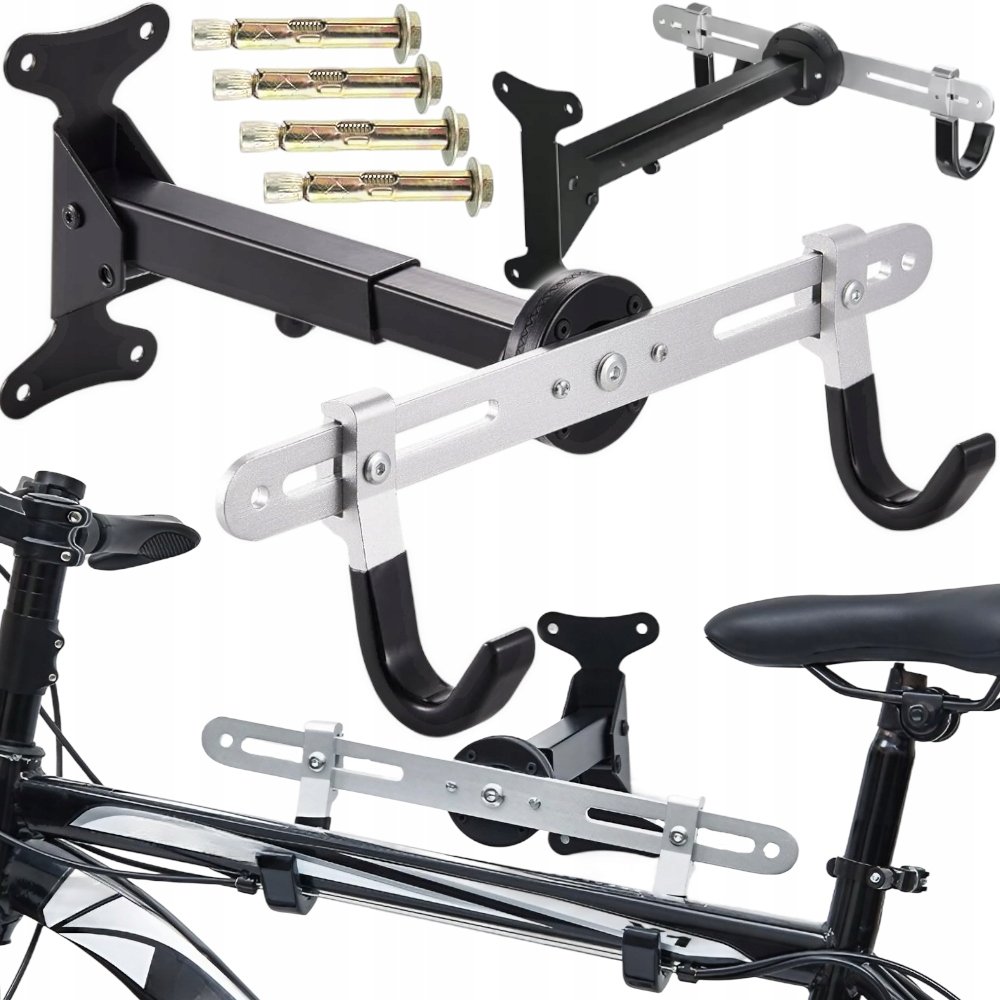 2 x WIESZAK NA ROWER WIESZAK ŚCIENNY UCHWYT OBROTOWY SKŁADANY ...