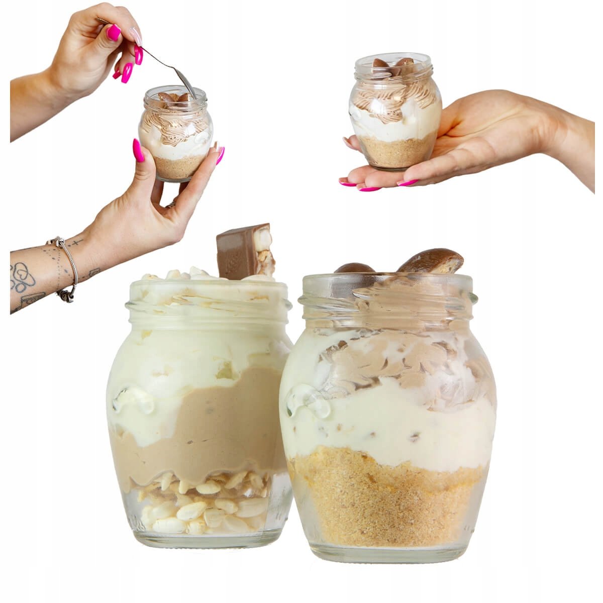 20x POJEMNIKI NA DESERY 150ml Słoik SZKLANY AMFORA Na Deserki Do ...