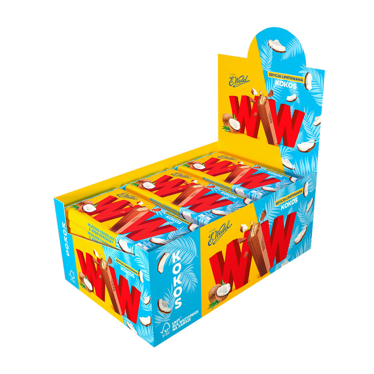 24 x Wafelki WW E.Wedel Kokos w czekoladzie mlecznej - baton 47 g E ...