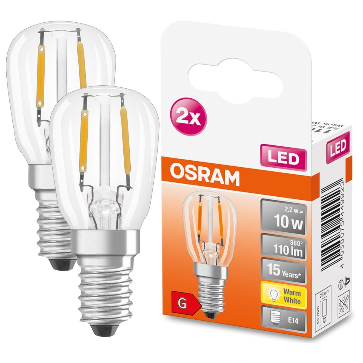 2PAK Żarówka LED E14 T26 2,2W = 10W 110lm 2700K Ciepła 320° Filament OSRAM STAR - Osram | Sklep ...